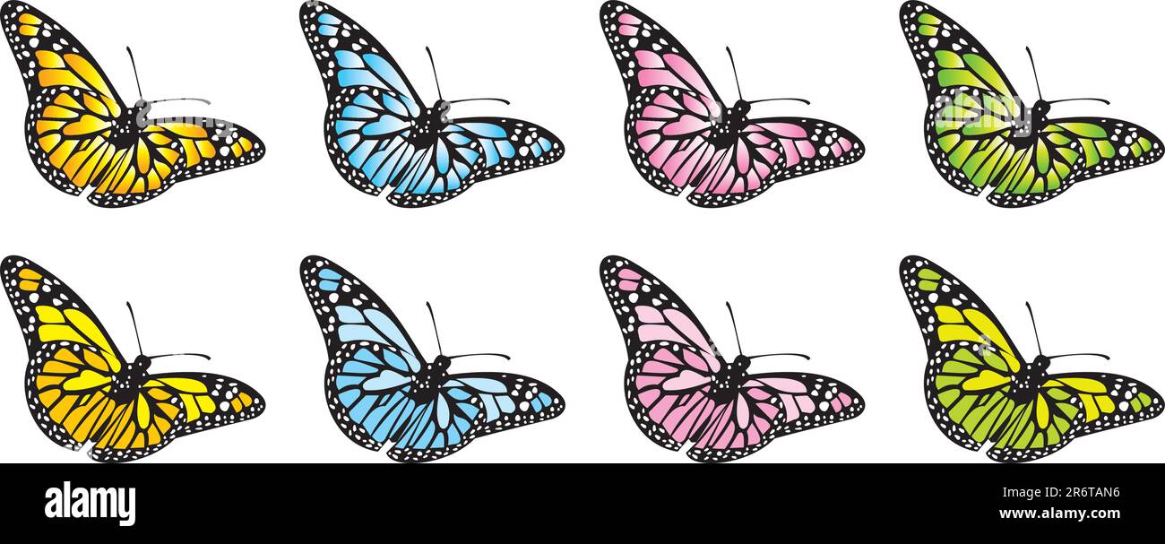 editable and scalable vector butterflies, with flat and gradient fill ...