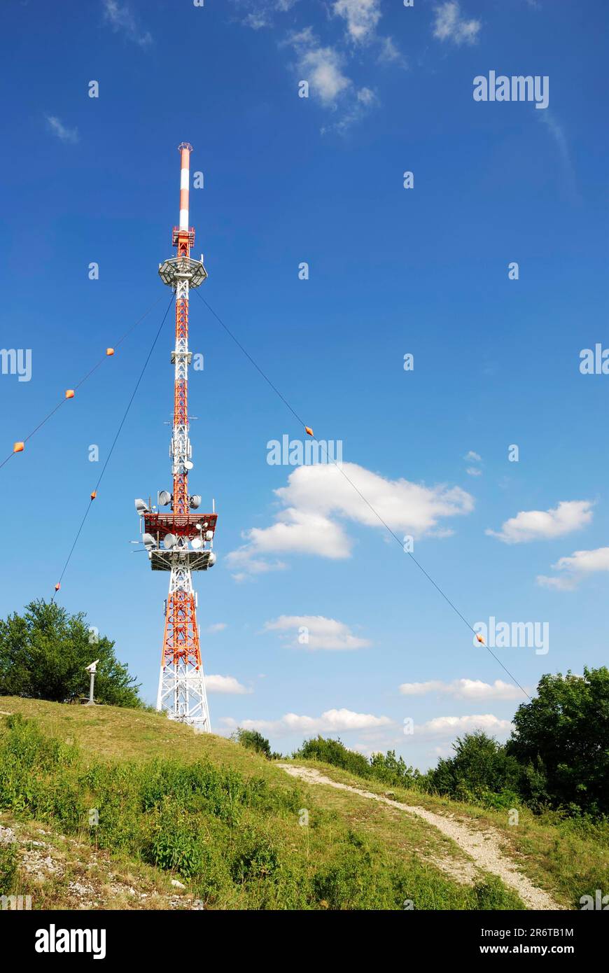 High telecommunication antenna on a hill (Hesselberg) (Germany Stock ...