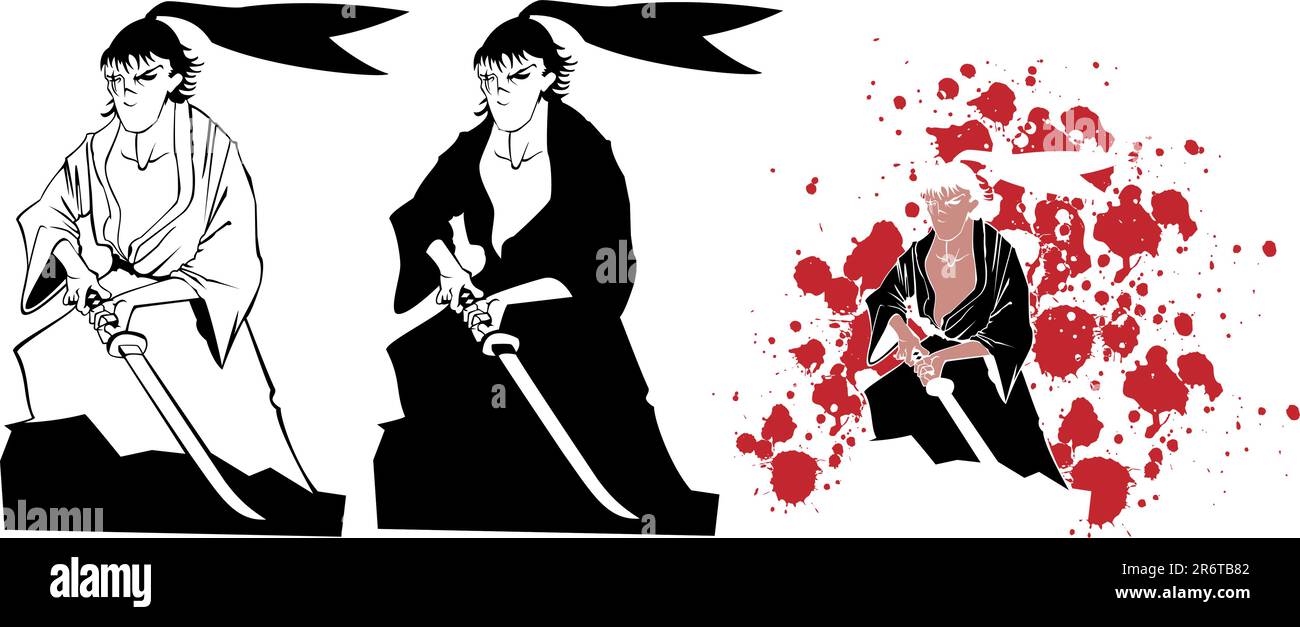 vector samurai with different background and colors Stock Vector Image ...