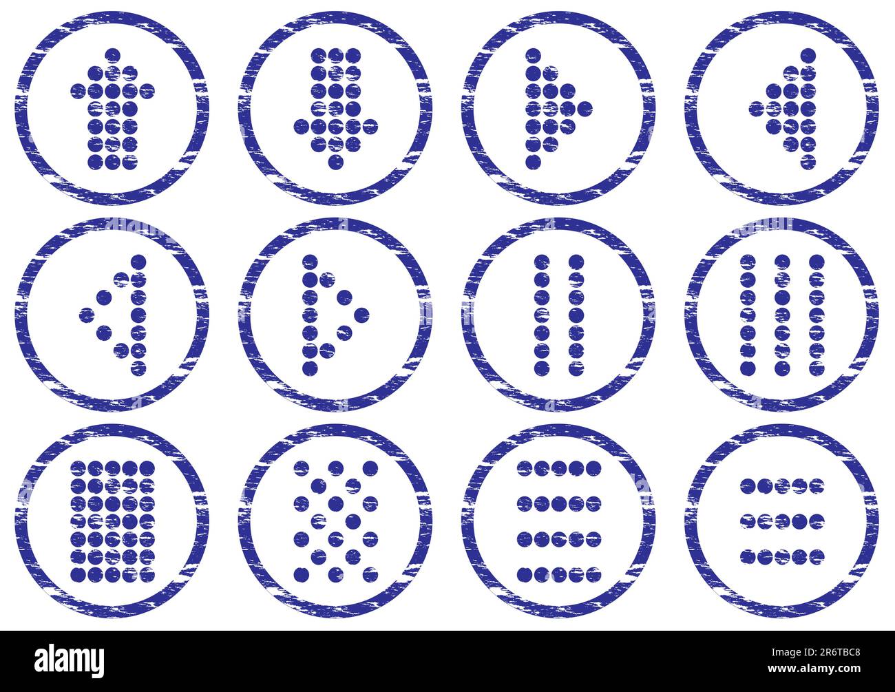 Matrix Symbols Icon Set. Grunge. White - Dark Blue Palette. Vector
