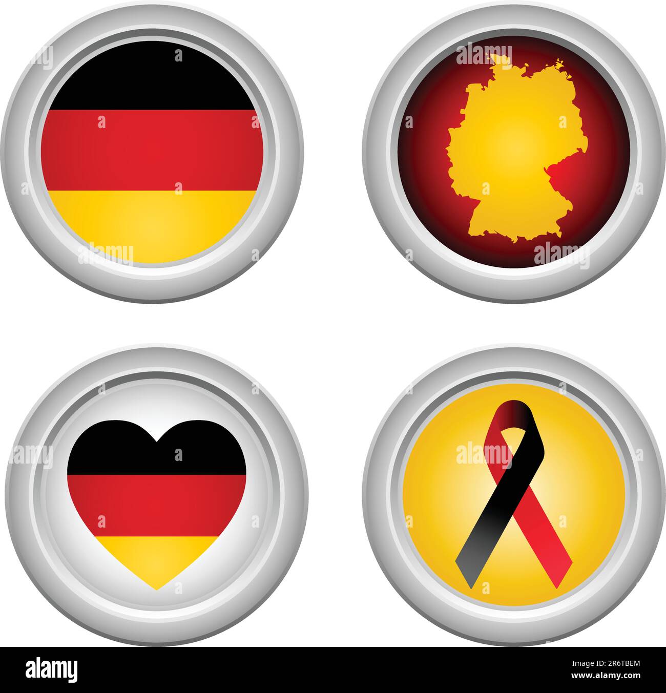 Germany Buttons with ribbon, heart, map and flag Stock Vector Image ...