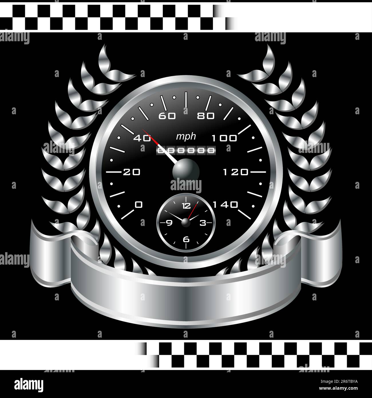 Speedometer racing shield with laurel crown and ribbon Stock Vector ...