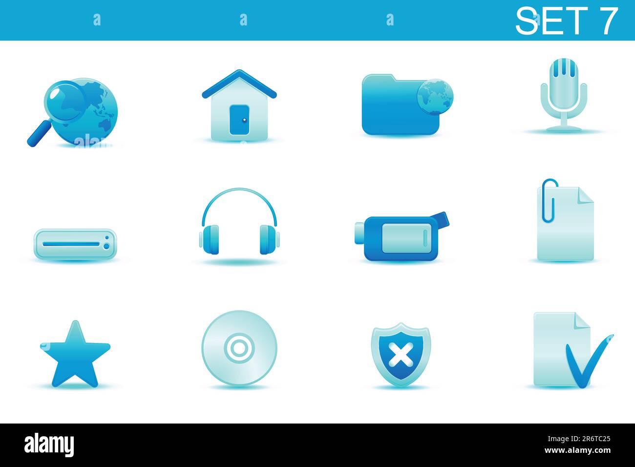 Vector illustration ? set of blue elegant simple icons for common ...