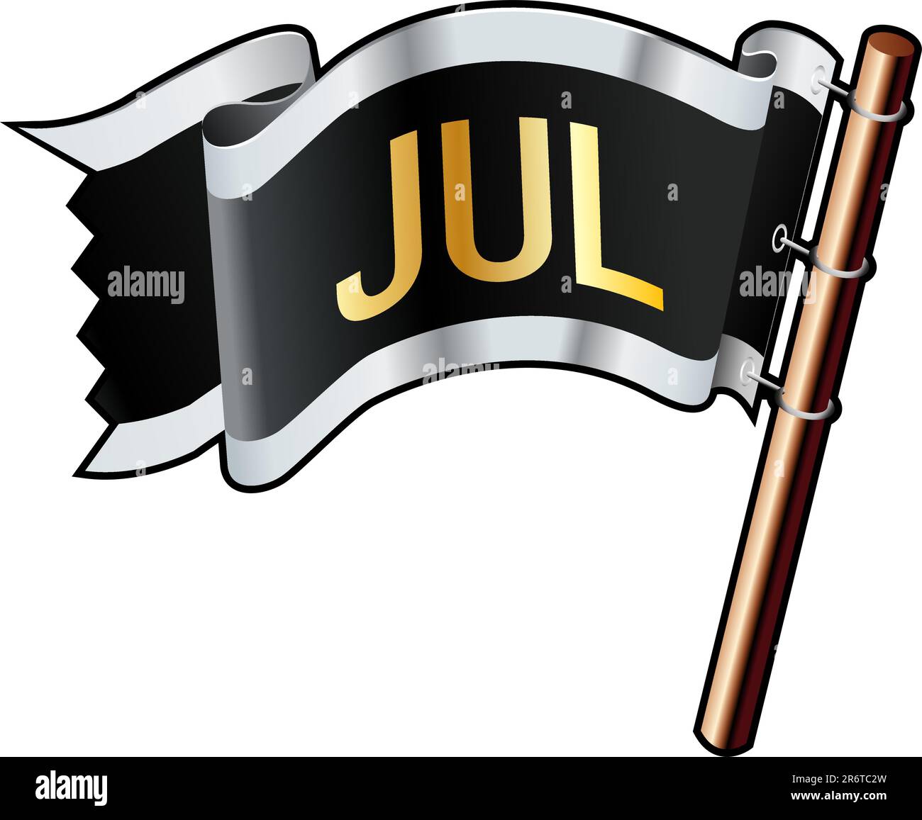 July calendar month icon on black, silver, and gold vector flag good ...
