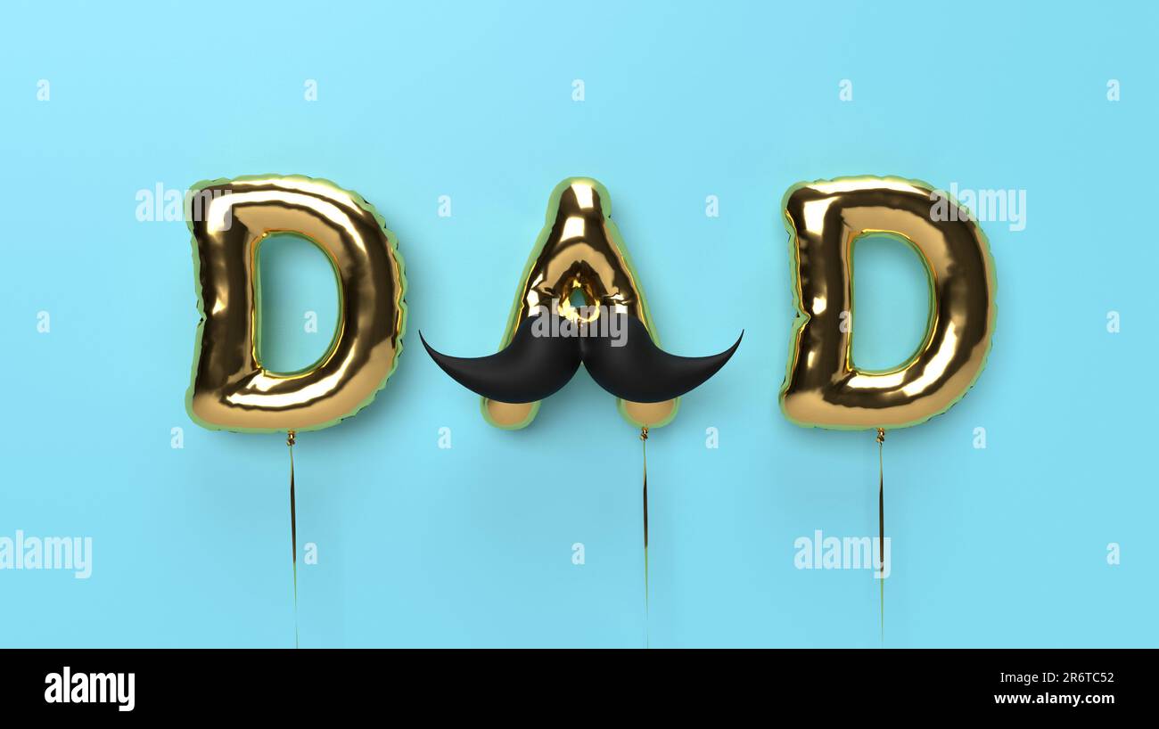 blue background font text dad golden yellow color mustache black color ...