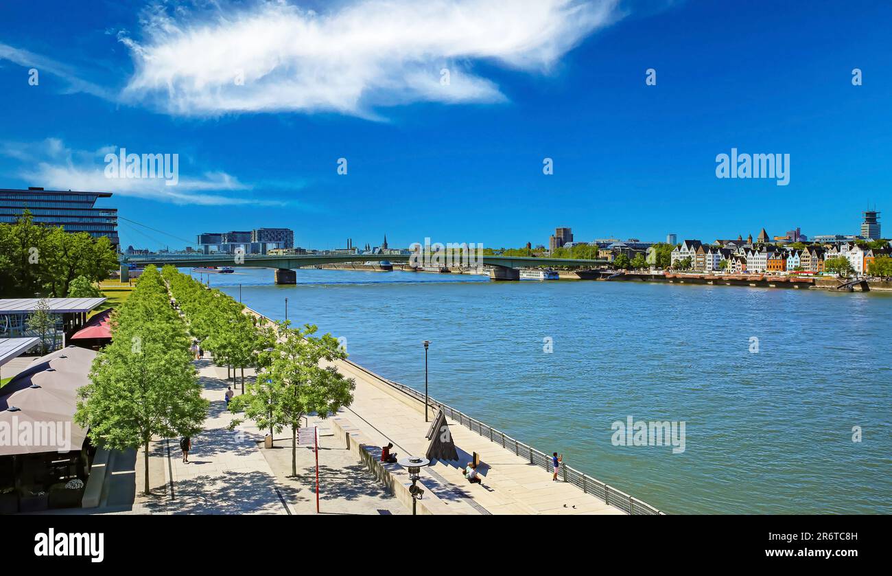 Cologne (Köln Deutz, Kennedy-Ufer), Germany - June 6. 2023: Beautiful ...