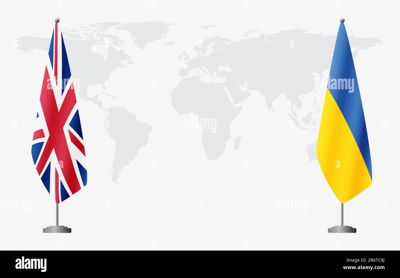 United Kingdom and Ukraine flags for official meeting against ...