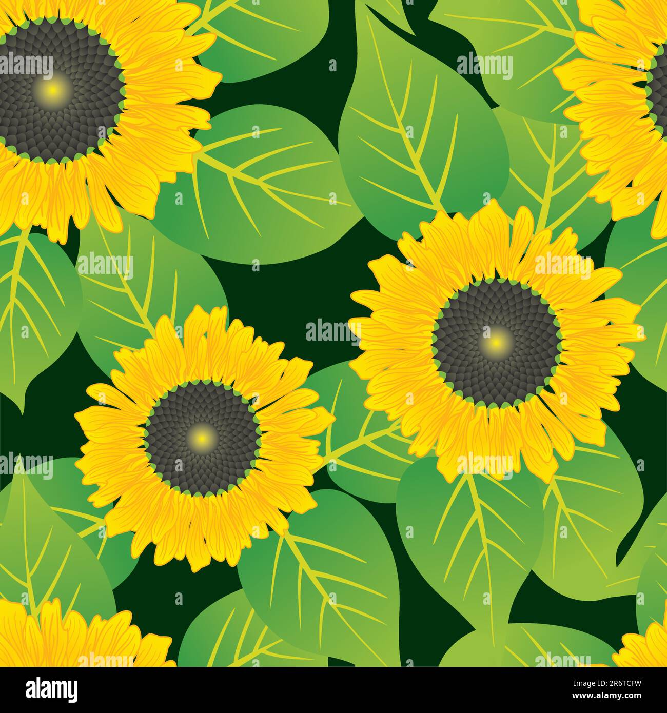 Abstract sunflowers flowers background. Seamless. Yellow - green ...