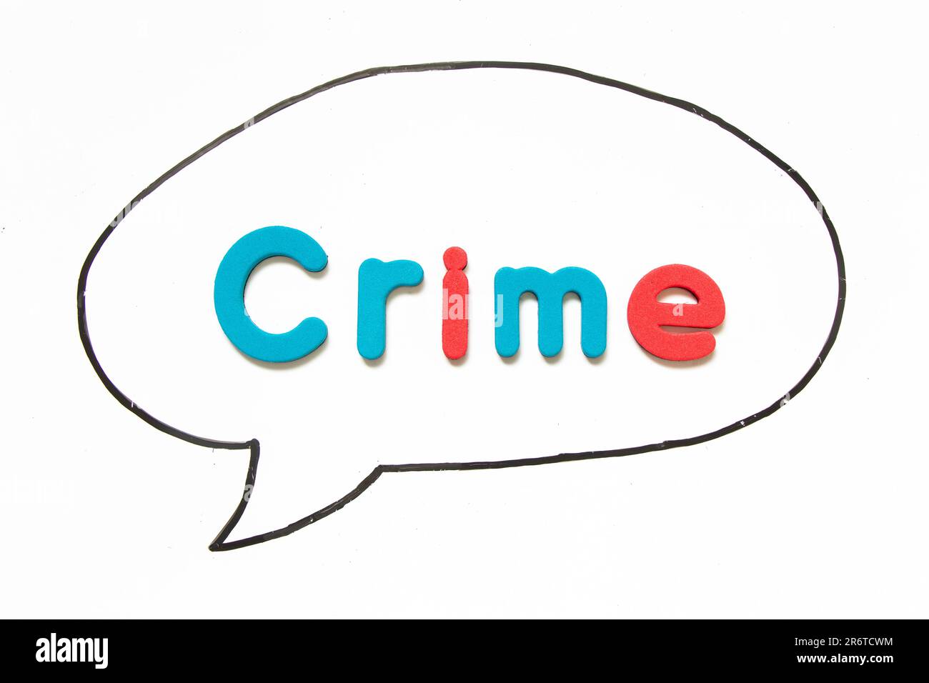 Alphabet letter with word crime in black line hand drawing as bubble ...