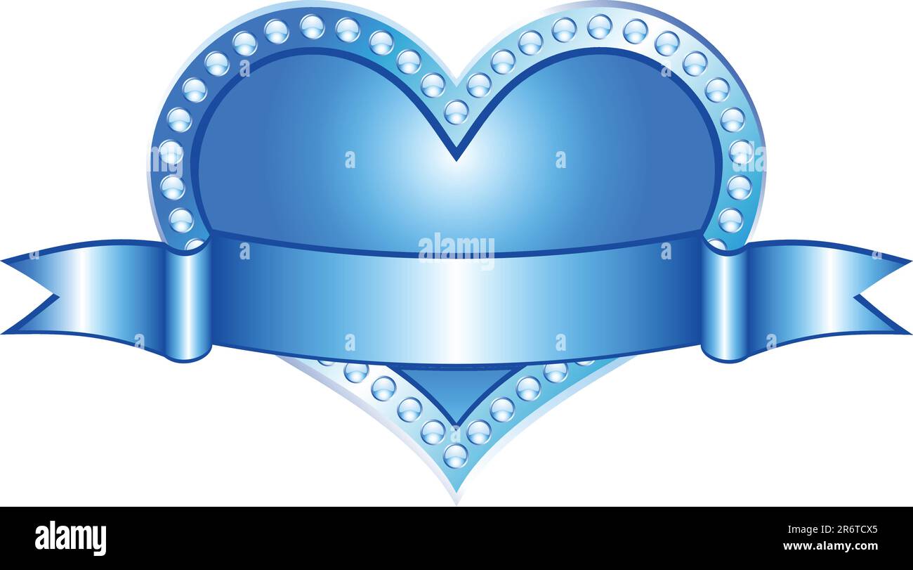 Nice illustration of vector blue heart with line Stock Vector Image ...