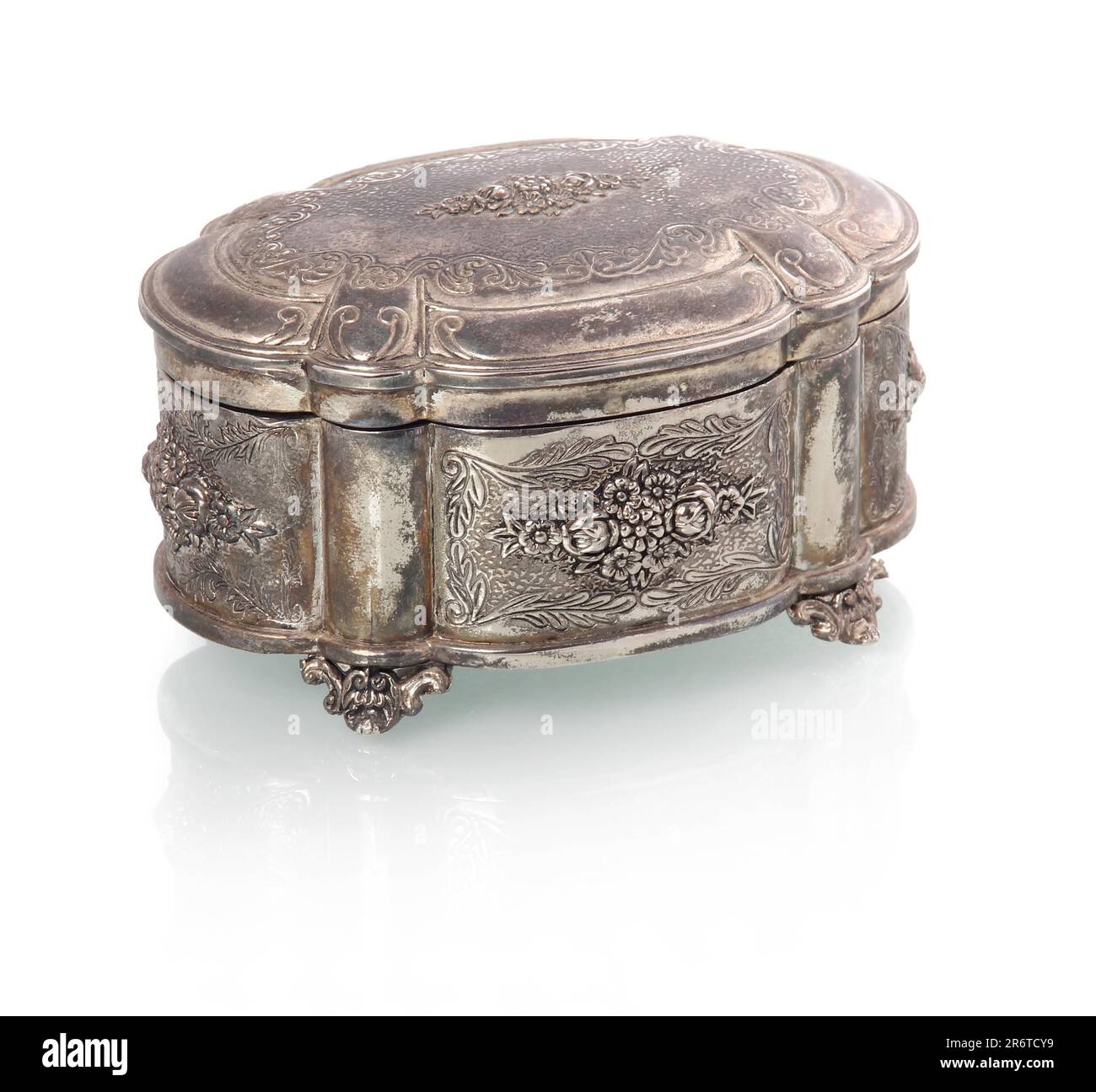 Silver box isolated on white background Stock Photo - Alamy