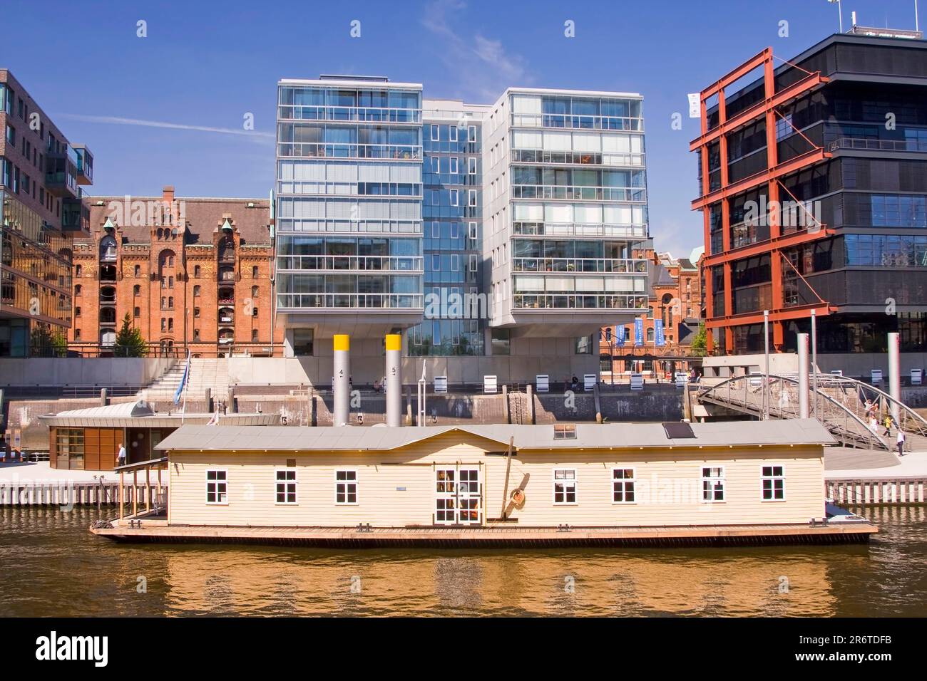 Modern office and residential building, Hafencity, Hamburg, Houseboat ...