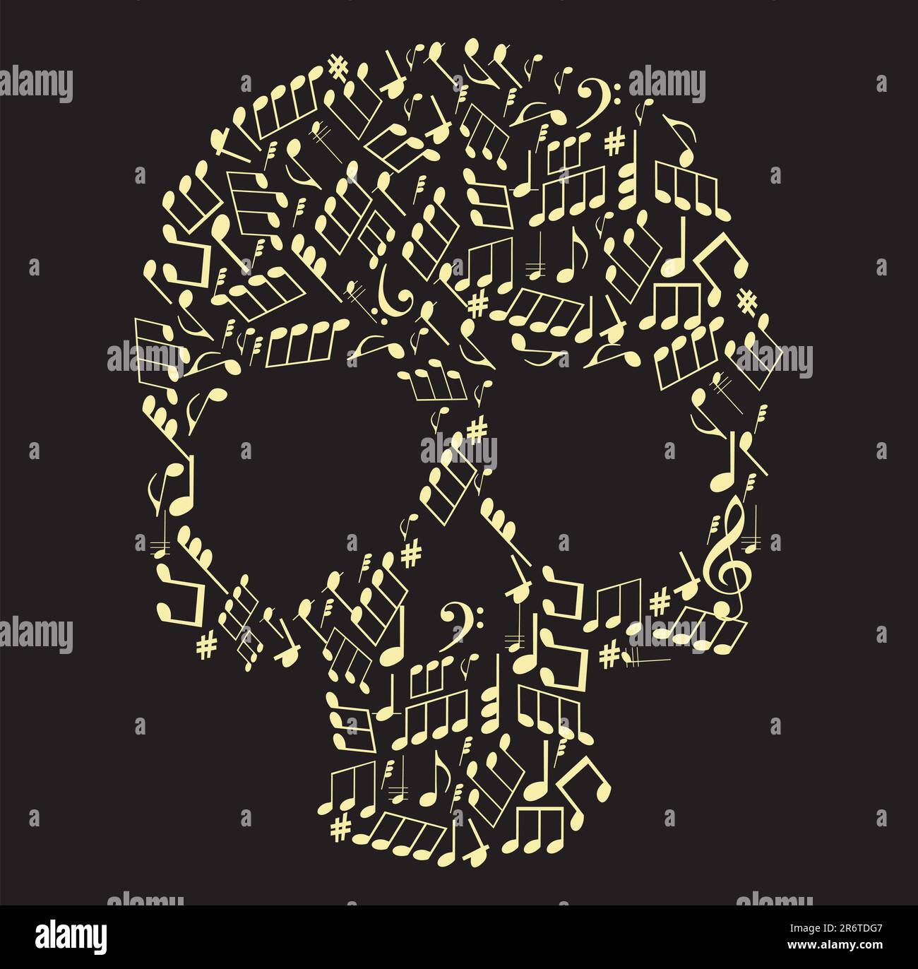 music skull made from notes vector illustration Stock Vector Image ...