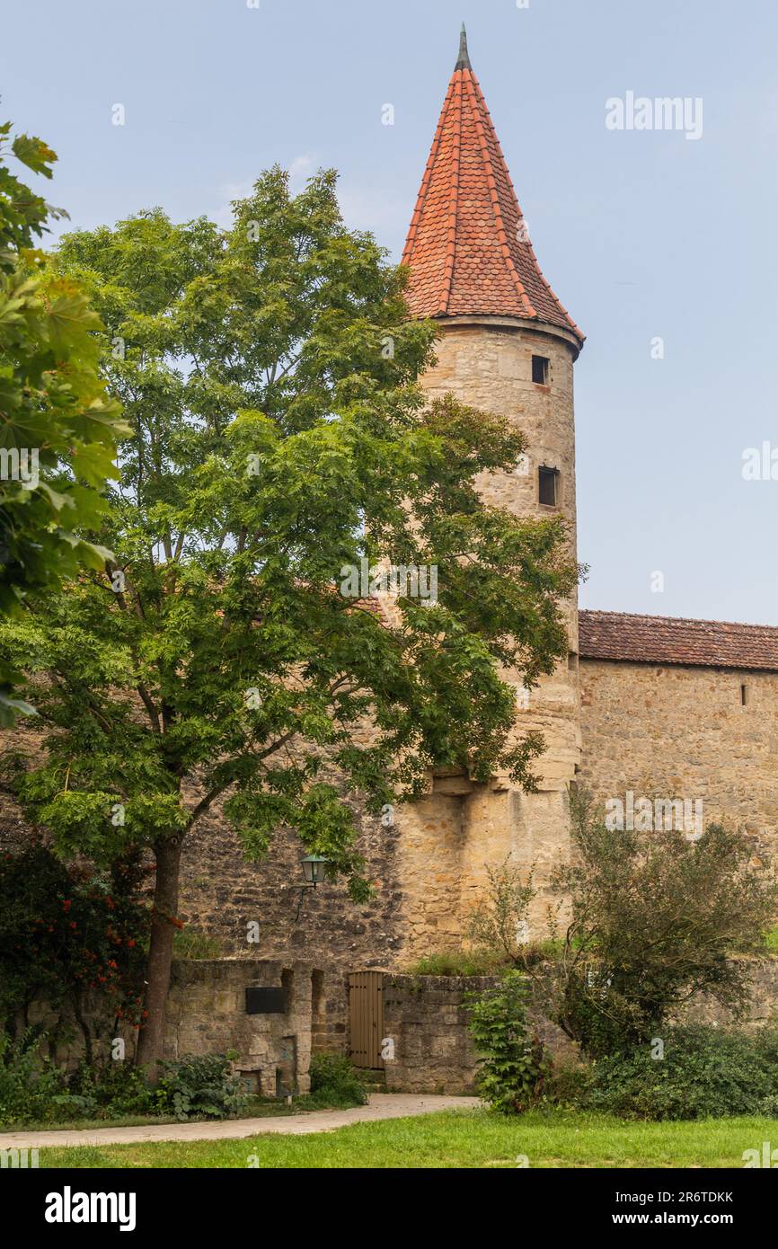 Tower of Rothenburg ob der Tauber fortification walls Germany Stock ...