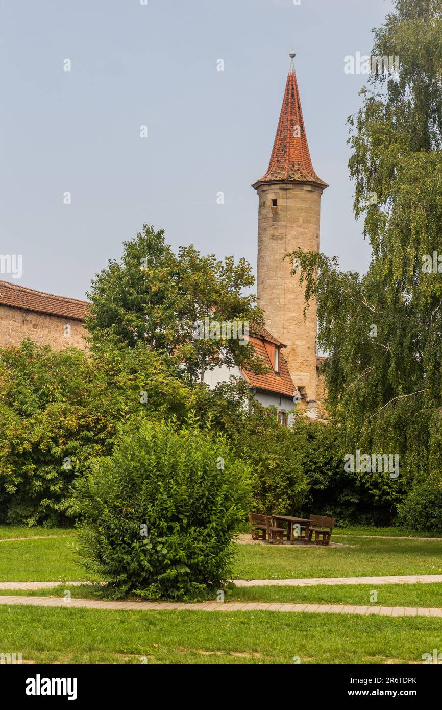 Tower of Rothenburg ob der Tauber fortification walls, Germany Stock ...