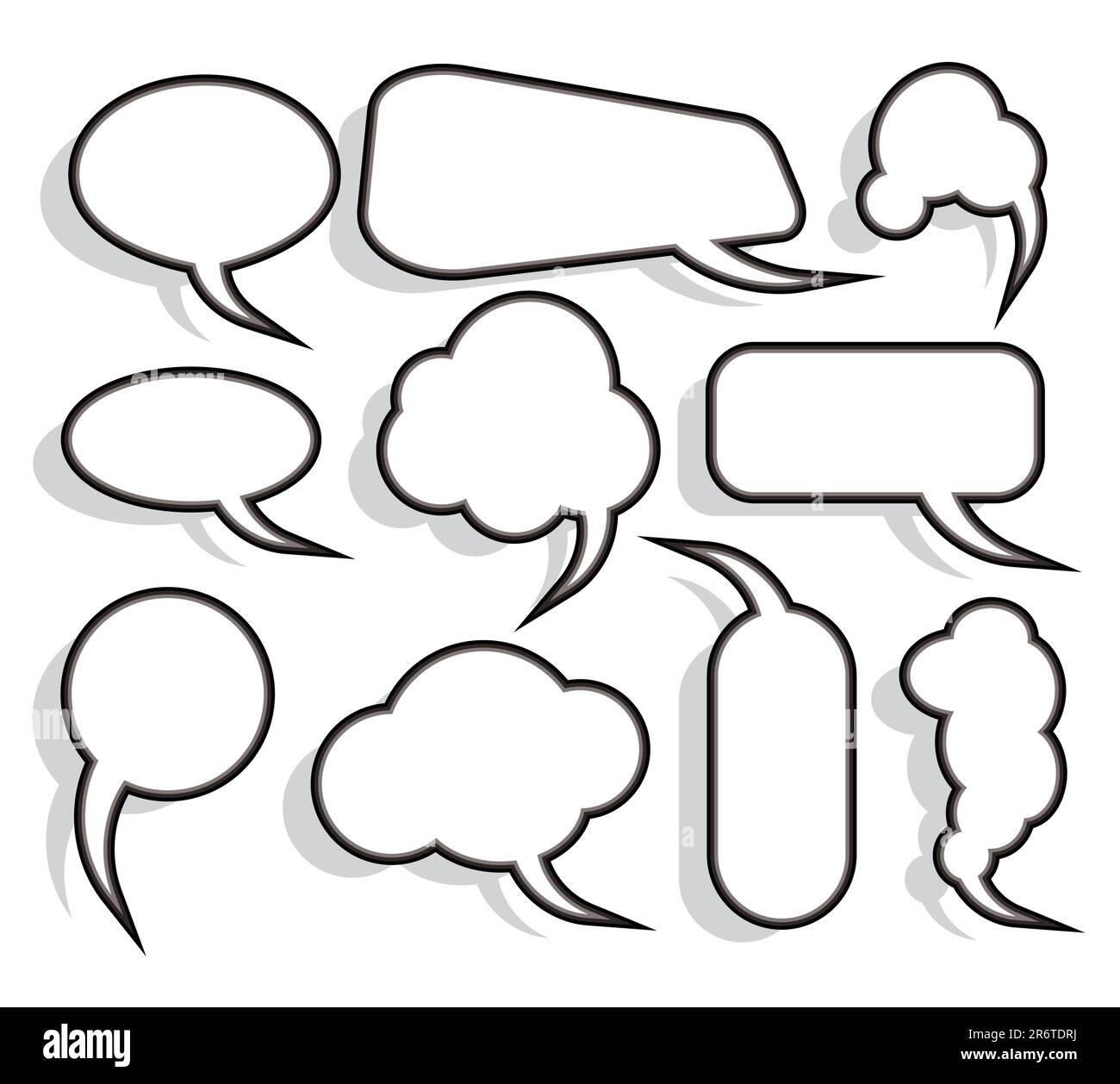 Series of Comic Clouds with double border and shadow - Set 5 Stock ...