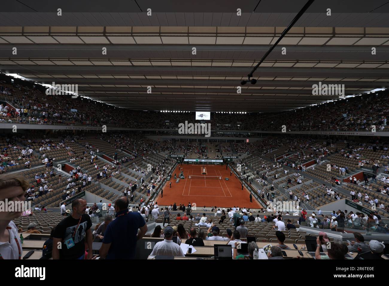 PARIS, FRANCE on 11. JUNE 2023; the roof of the tennis court is fully ...