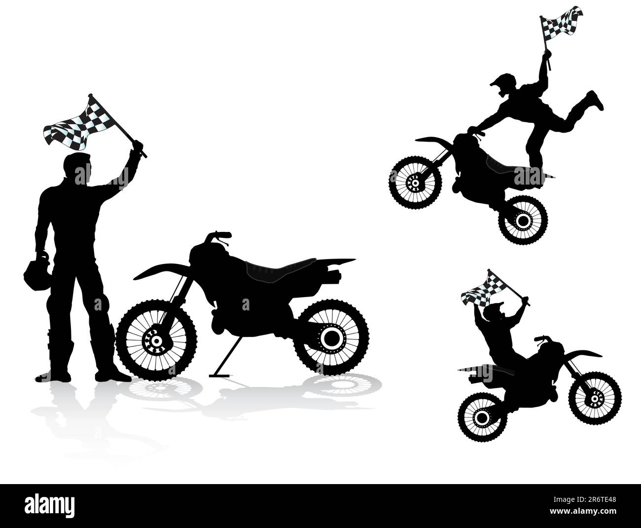 Isolated motocross rider set with racing flags Stock Vector Image & Art ...