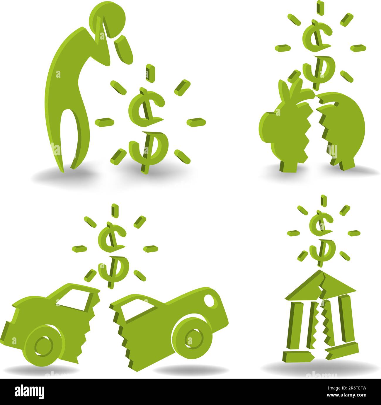 Set of financial crisis and bankruptcy themed icons Stock Vector Image ...
