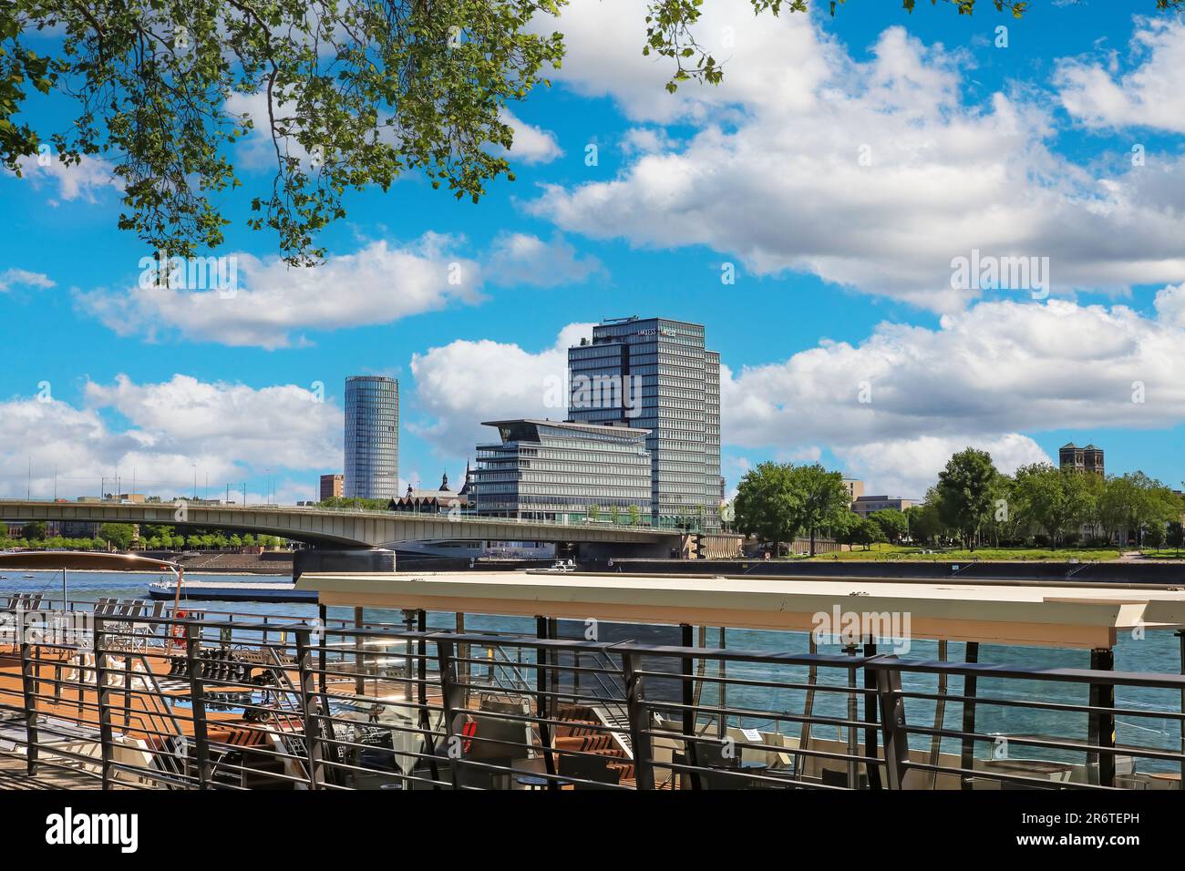 Cologne (Köln Deutz), Germany - June 6. 2023: View over cruise ship ...