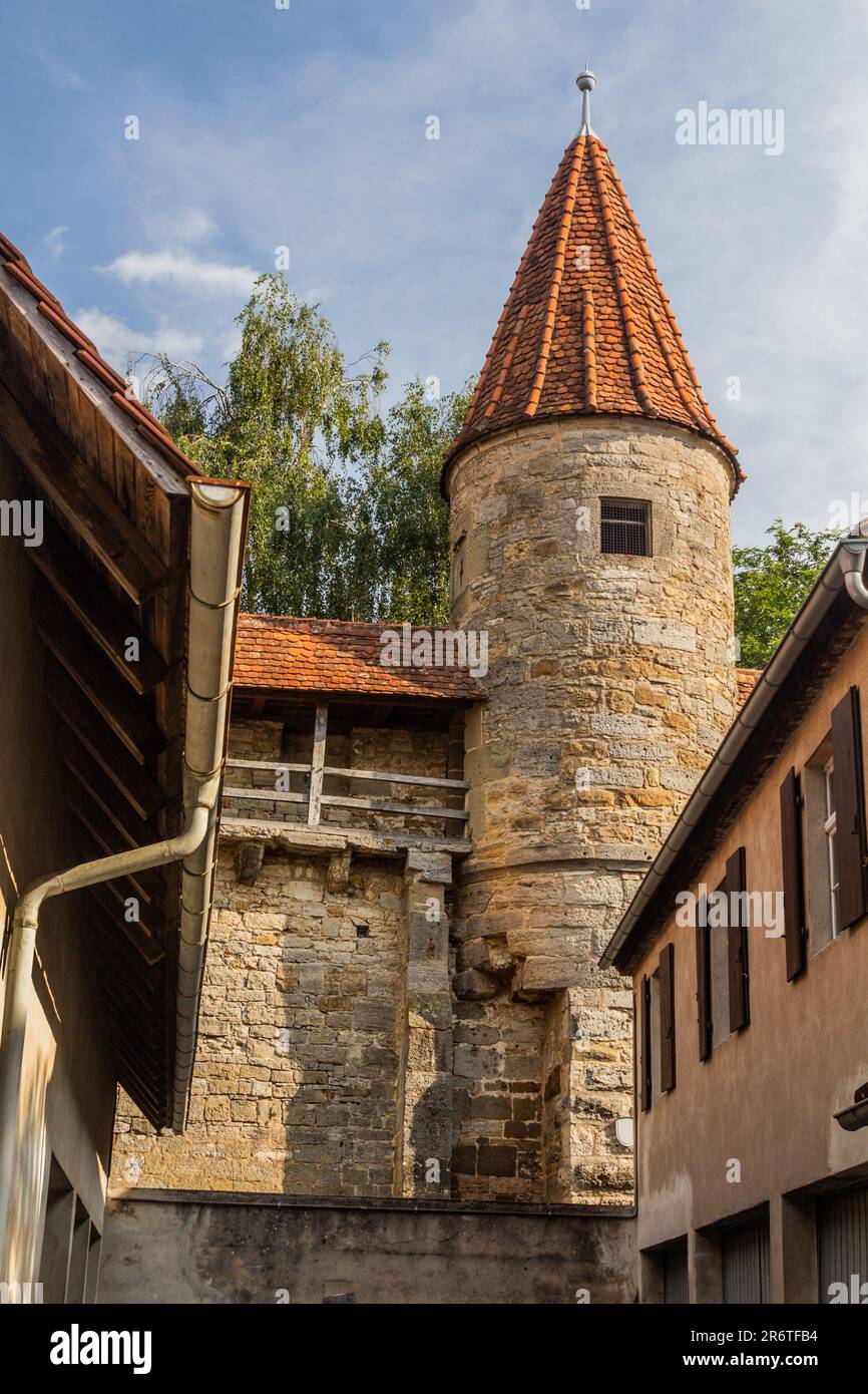 Tower at fortification walls Rothenburg ob der Tauber, Bavaria state ...