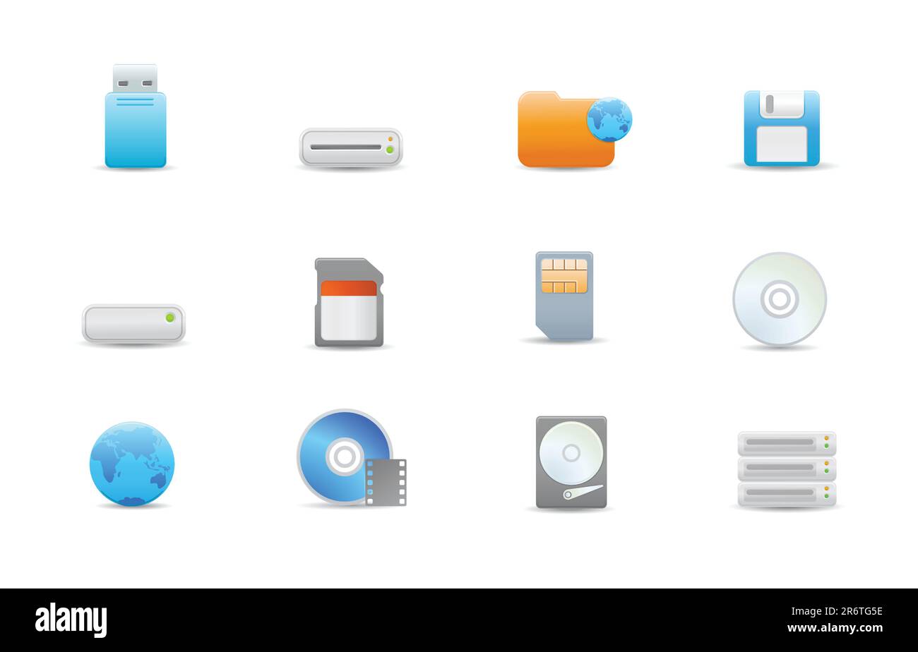 Vector illustration ? set of elegant simple icons for common storage ...