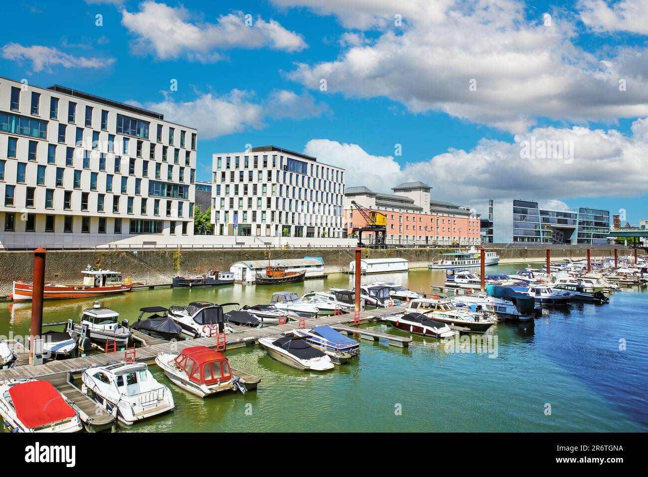 Cologne (Köln, Rheinauhafen), Germany - June 6. 2023: Beautiful rhine ...