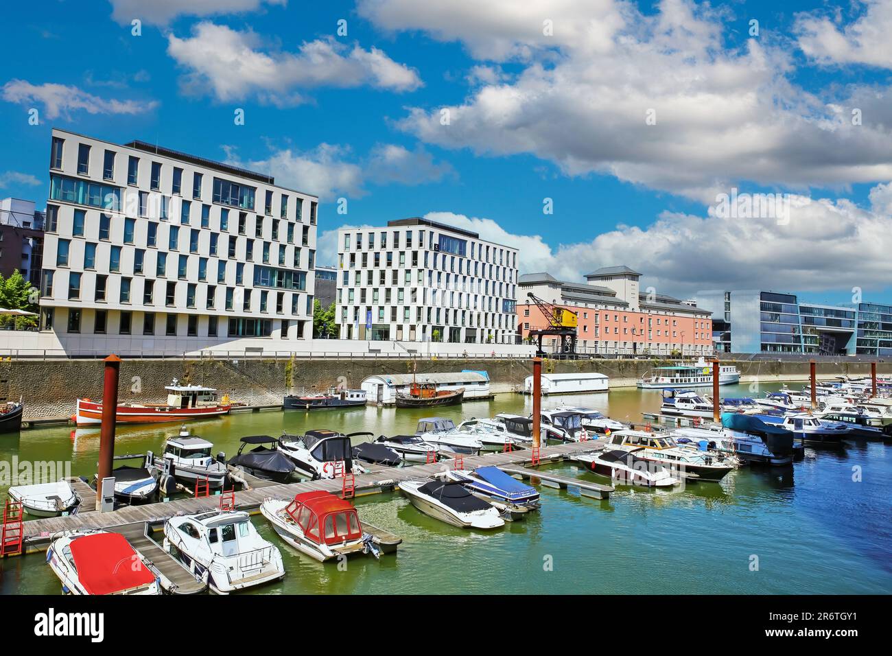 Cologne (Köln, Rheinauhafen), Germany - June 6. 2023: Beautiful rhine ...