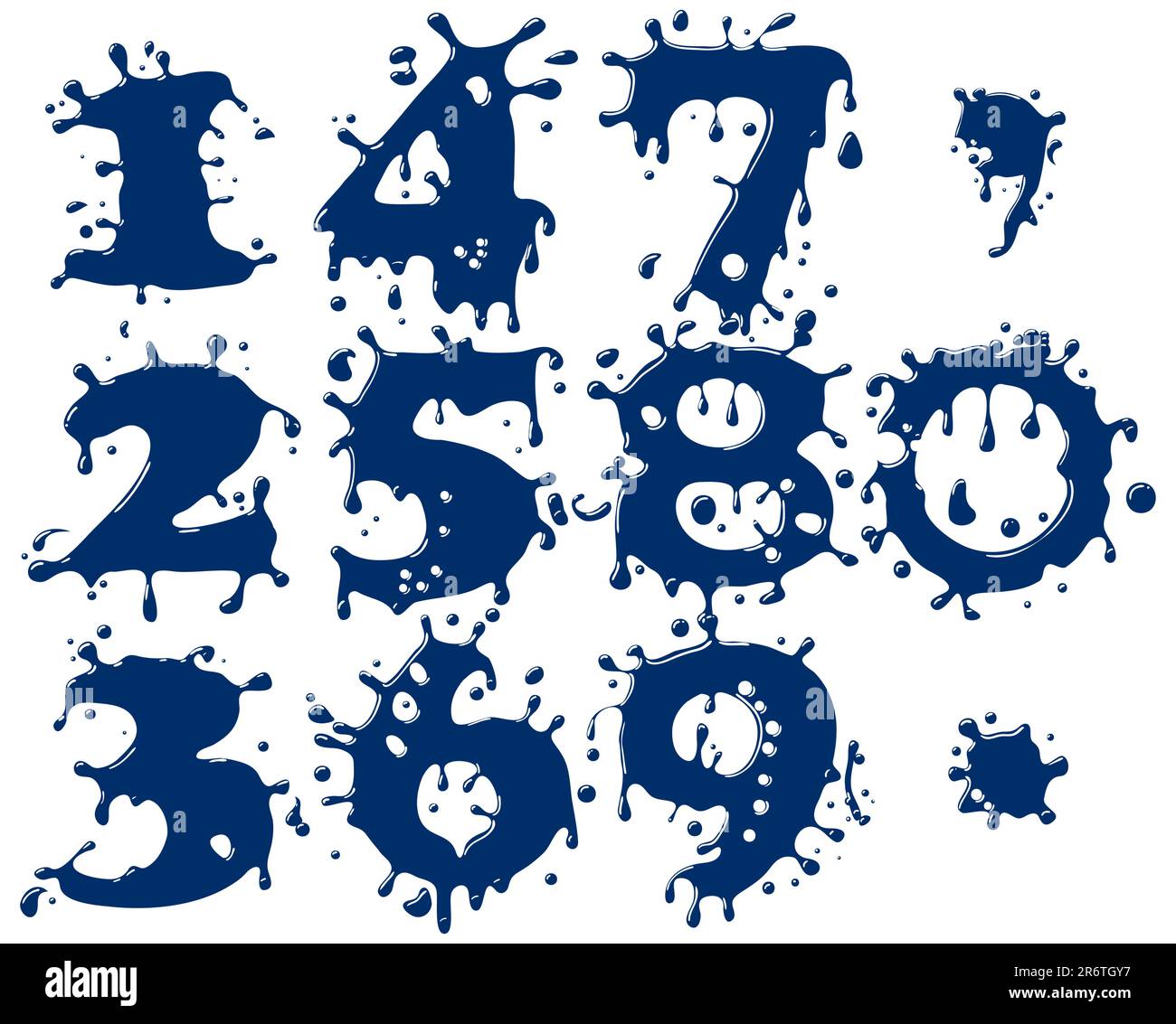 Abstract digits symbols as form of blue drop. Vector illustration Stock ...