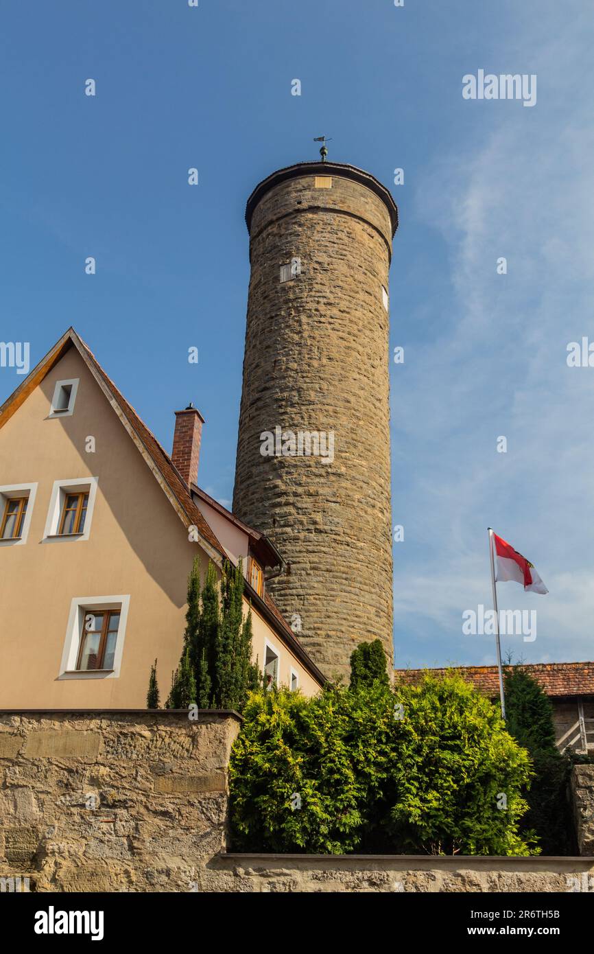Tower at fortification walls Rothenburg ob der Tauber, Bavaria state ...