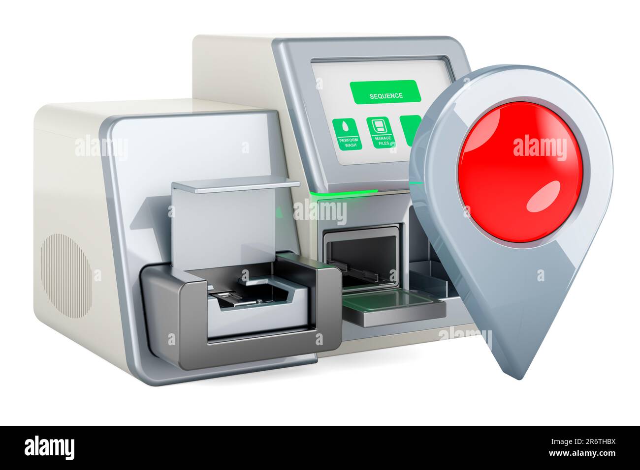 DNA sequencer with map pointer, 3D rendering isolated on white ...