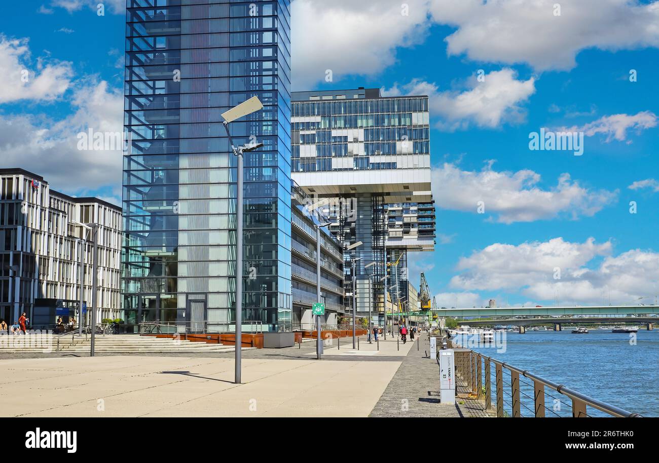 Cologne (Köln, Rheinauhafen), Germany - June 6. 2023: Beautiful rhine ...