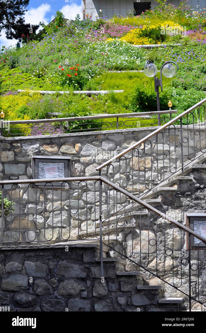 Switzerland, St. Moritz city centre, centre, stairs, stone stairs Stock ...