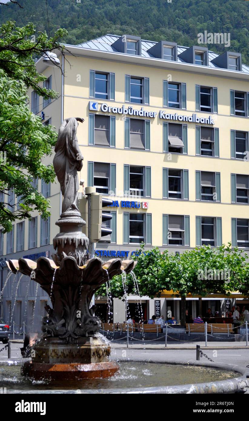 Switzerland, city centre of Chur, bank building, Graubuendner ...
