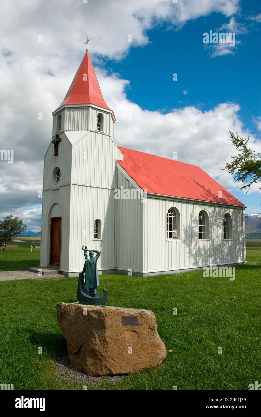 Church, memorial stone, local museum, Glaumbaer, Iceland Stock Photo ...