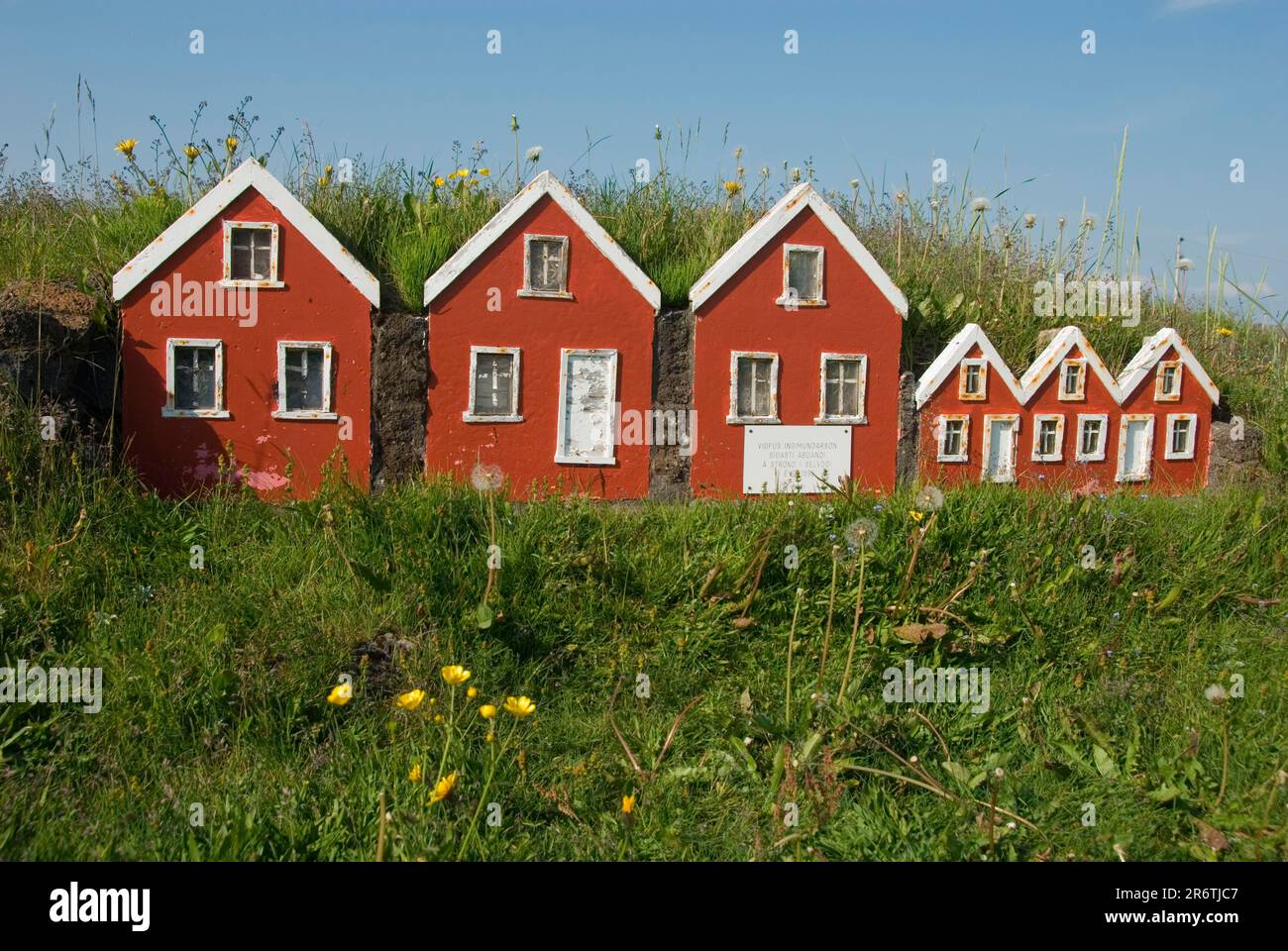 Models of sod houses at Strandarkirkja, Reykjanes Peninsula, Iceland ...