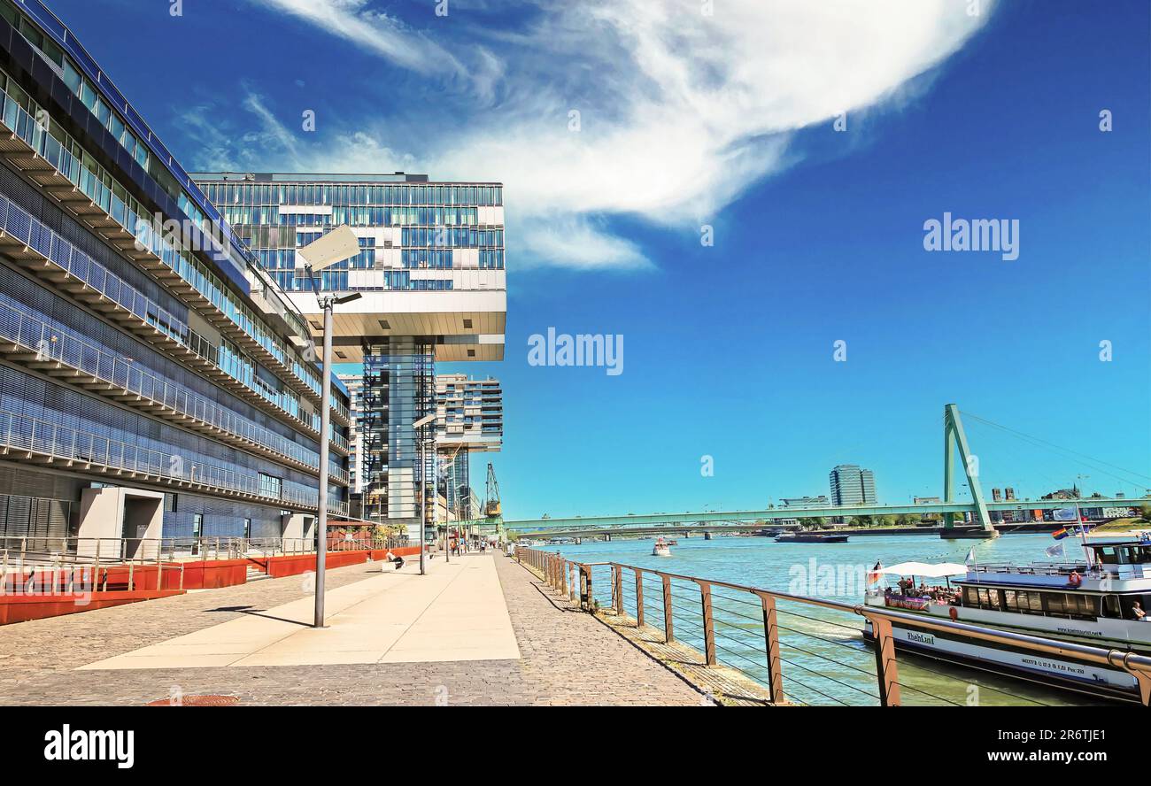 Cologne (Köln, Rheinauhafen), Germany - June 6. 2023: Beautiful rhine ...