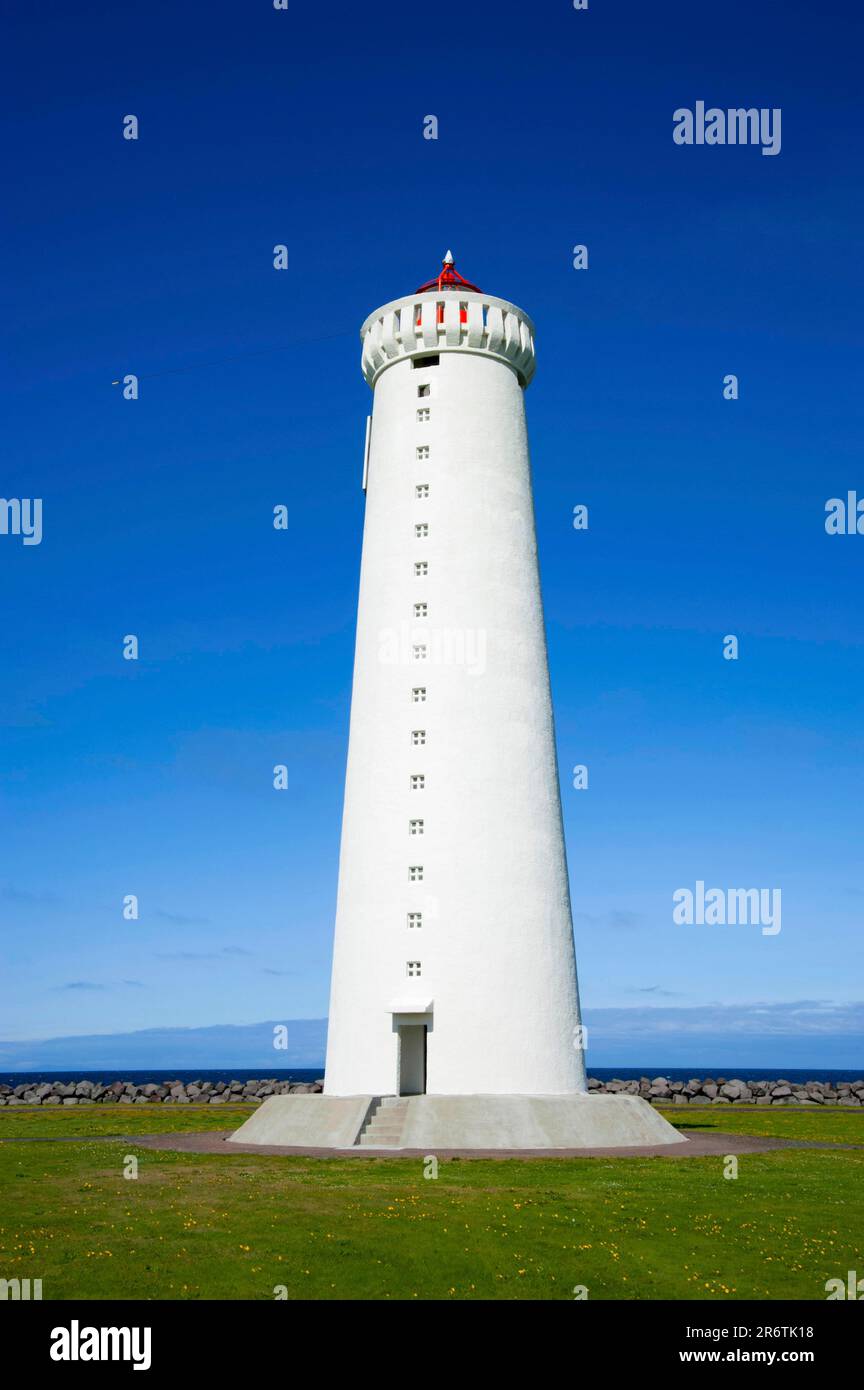 Lighthouse, Gardur, Reykjanes Peninsula, Iceland Stock Photo - Alamy