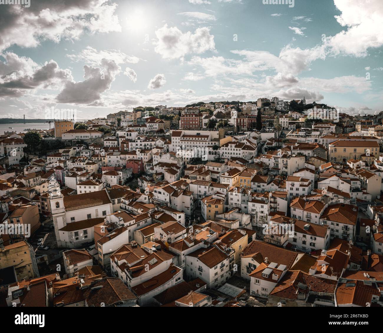 Drone captures Alfama's enchanting essence. Narrow alleys, colorful ...