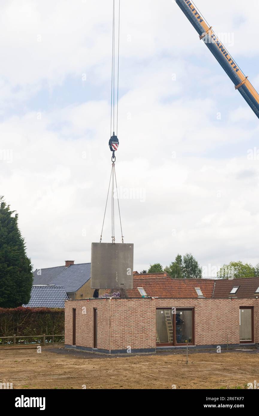 House building, interior wall installation, prefabricated house ...