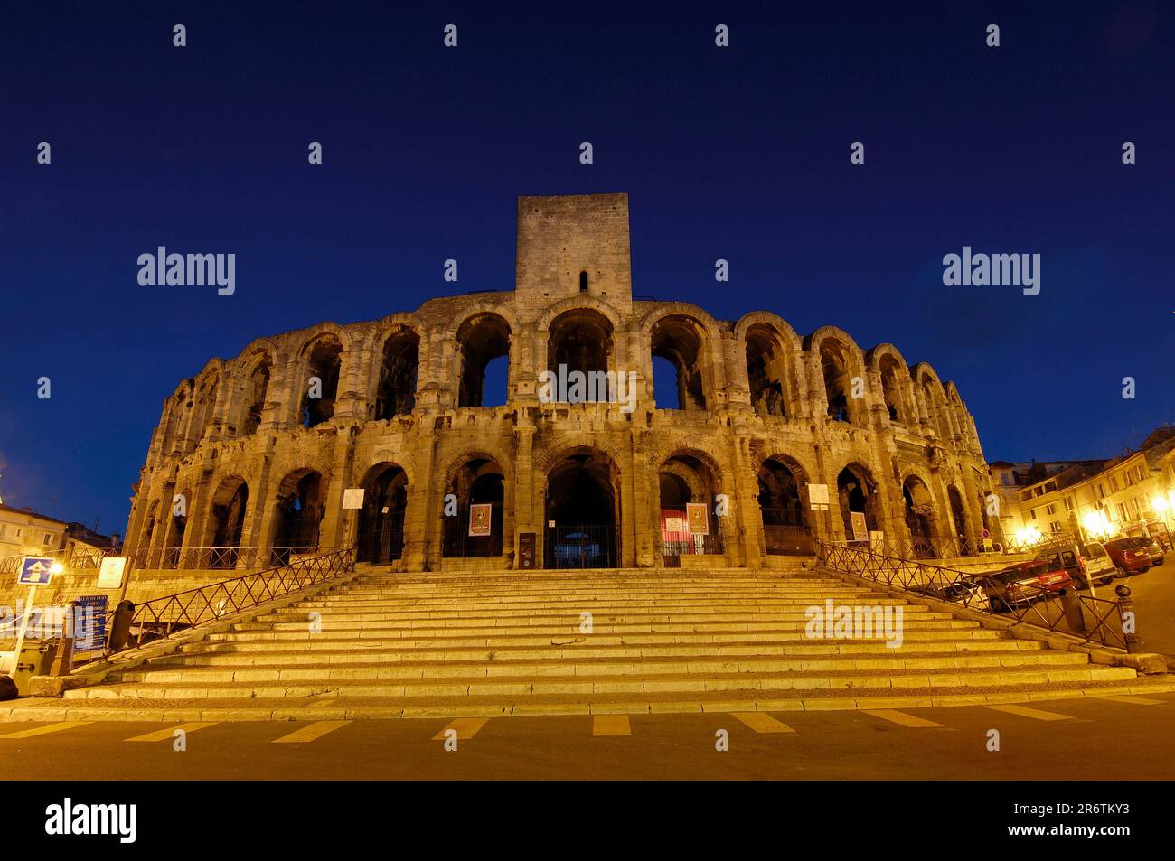 Roman amphitheatre, used as bullring, Arles, Bouches-du-Rhone, Provence ...