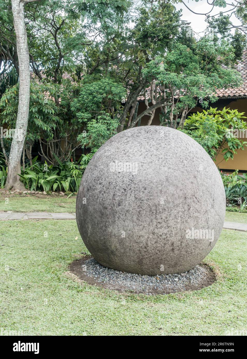 Ancient stone sphere on display at the National Museum of Costa Rica in ...