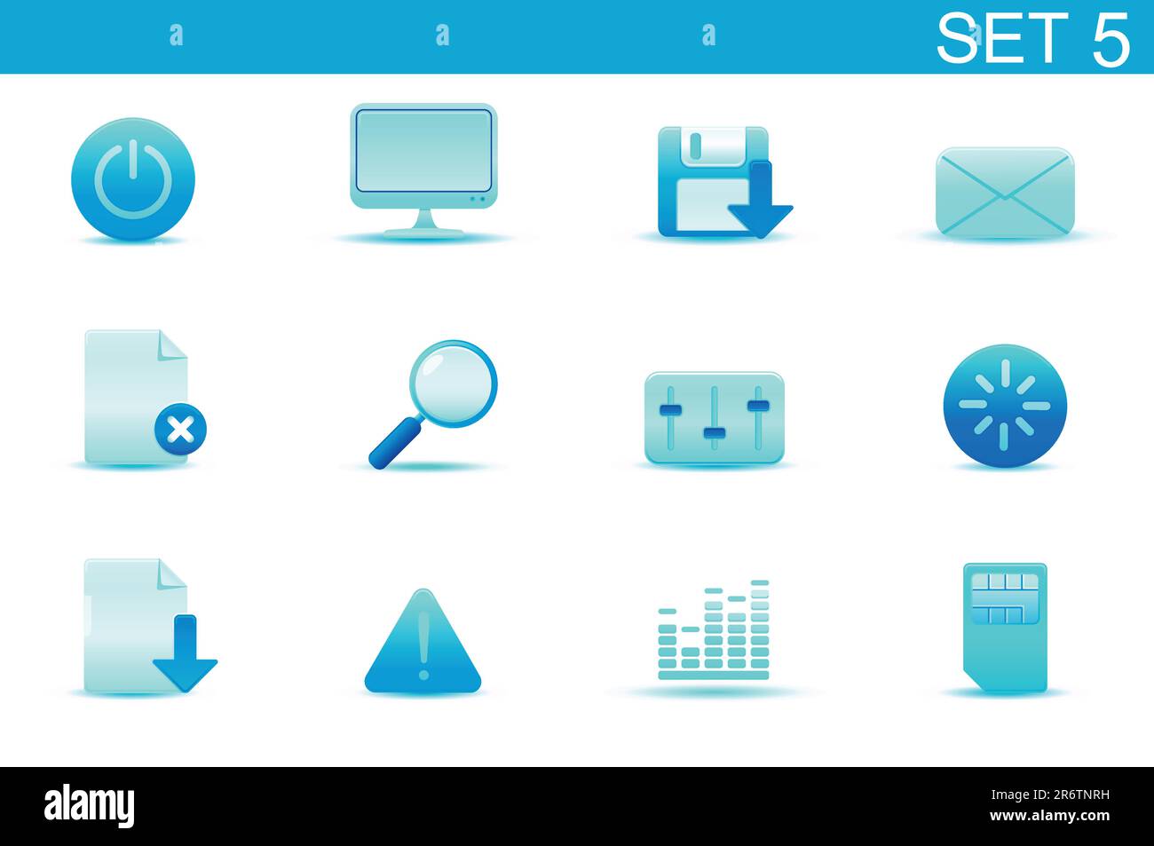 Vector illustration ? set of blue elegant simple icons for common ...