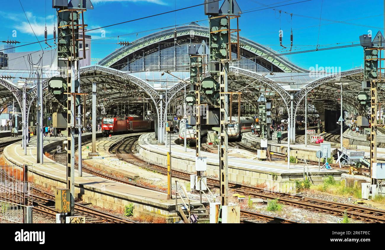 Cologne (Köln), Germany - June 6. 2023: Back view of central station ...