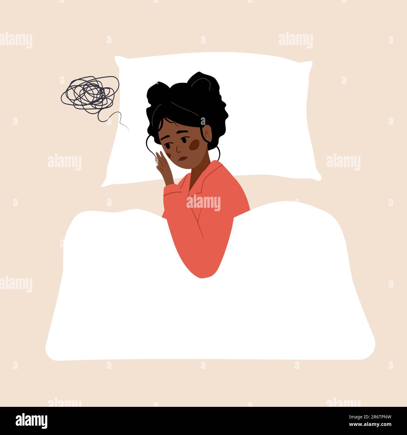 Sleep disorder. Tired african woman suffer from insomnia. Sleepless ...