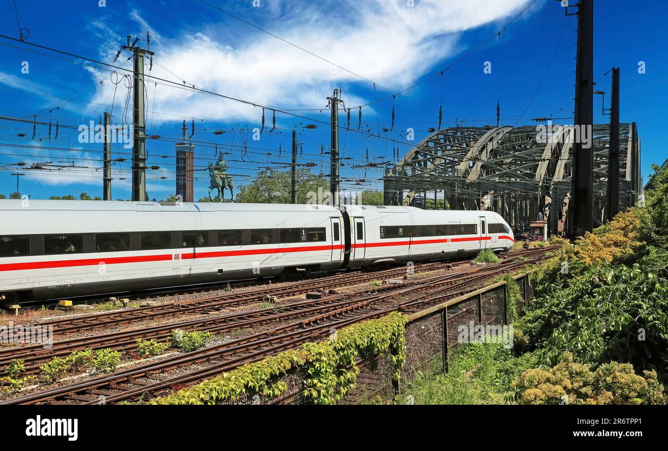 Cologne (Köln), Germany - June 6. 2023: ICE train from central railway ...