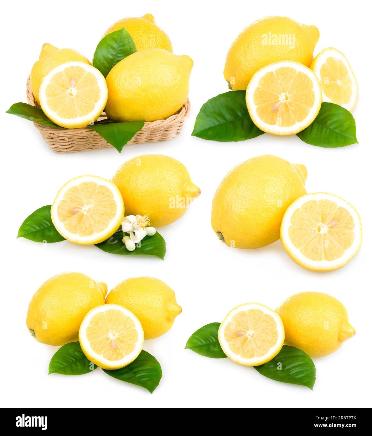 Set of ripe lemon fruits isolated on white background Stock Photo - Alamy