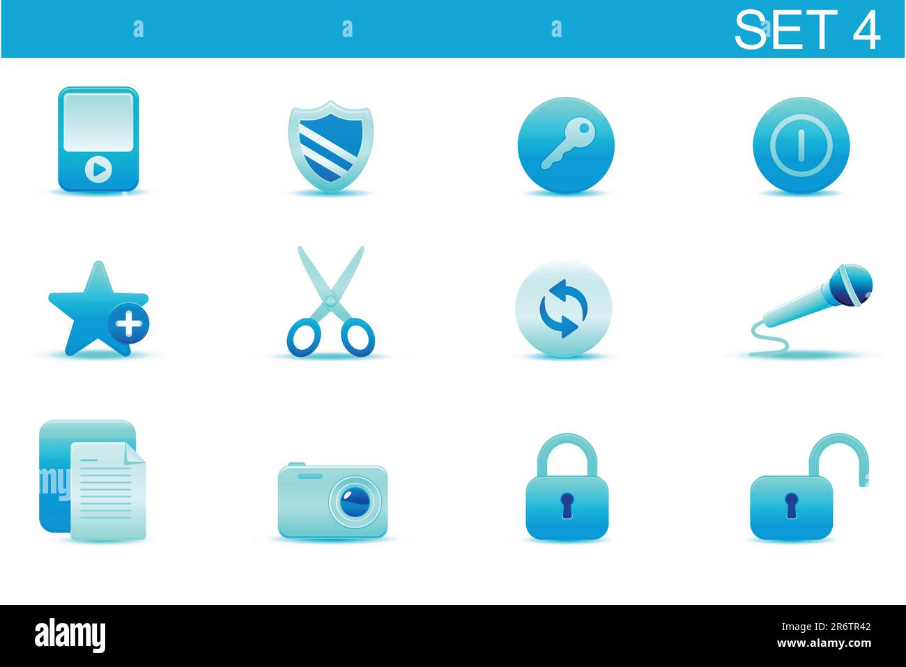 Vector illustration ? set of blue elegant simple icons for common ...