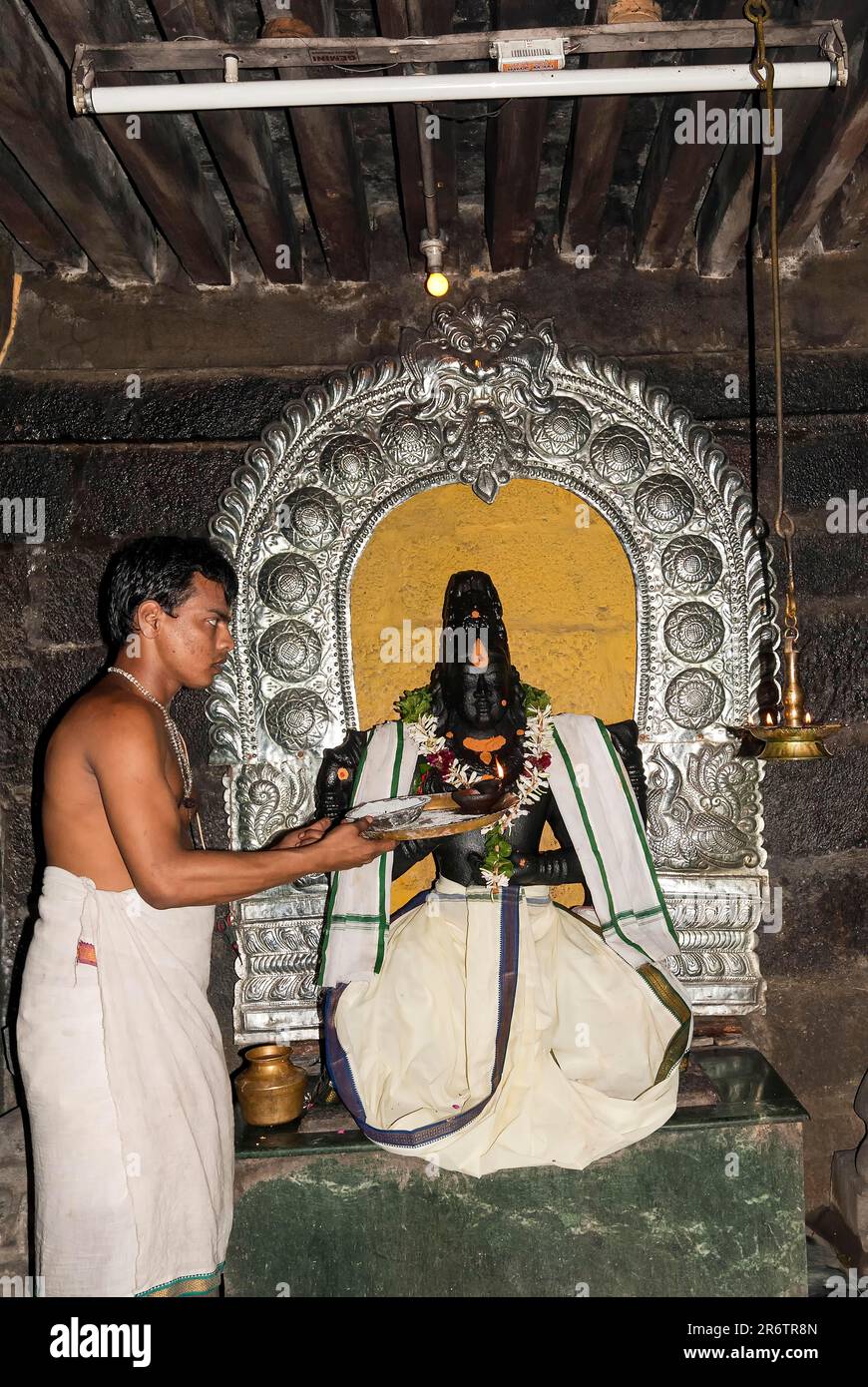 A priest performing Pooja in Dakshinamurthy (Siva as a guru) Thyagaraja ...