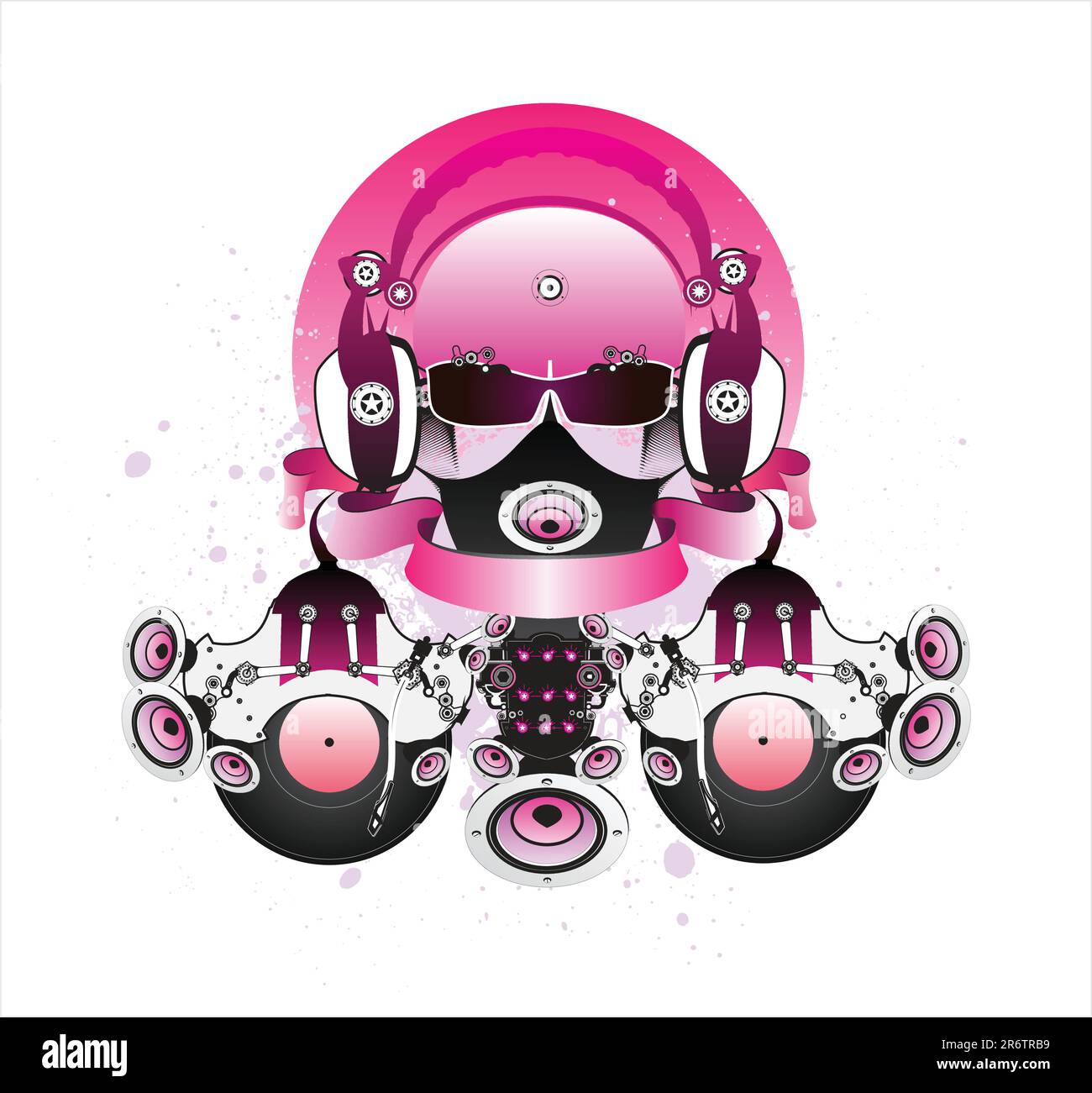 Fantastic DJ with glasses and headphones. Drawing can be used on CD and ...